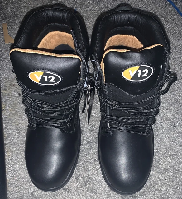 MENS V12 VR600 Bison Black Waxy Derby Safety Boots Toe Cap Steel ...