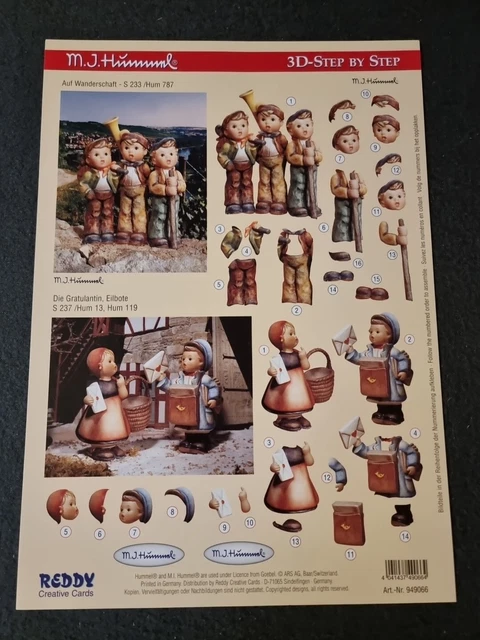 REDDY CARDS HUMMEL Bastelbogen A4 Für 3d Motive 2 Karten Basteln EUR 1 ...