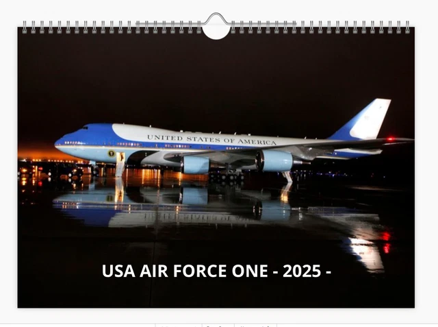 USAF AIR FORCE ONE 2025 Tribute Calendar Wall Calendar A4 Landscape £17 ...