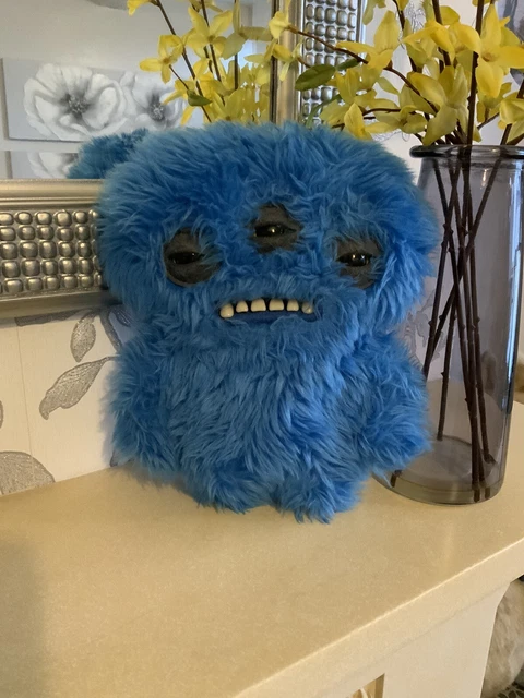 FUGGLER FUNNY UGLY Monster blue Toy 3 eyes plush annoyed Alien Tag Cut ...