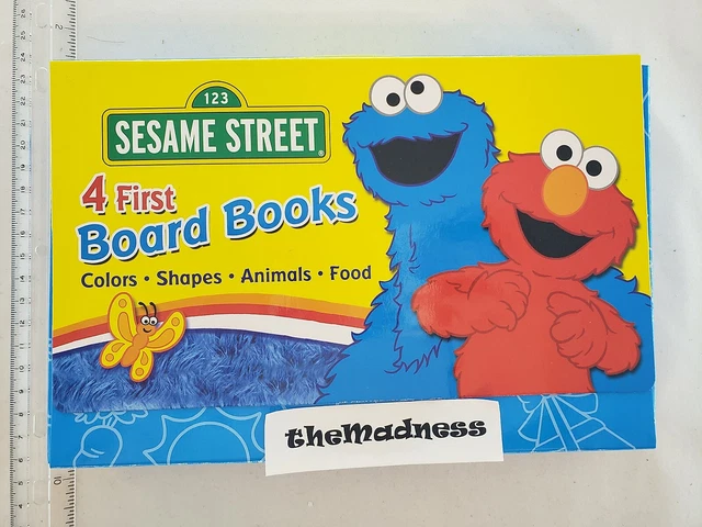 NEW IN BOX Sesame Street 4 First Board Books Colors Shapes Animals Food ...