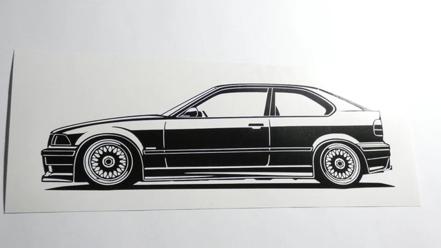 BMW E36 M3 Compact BMW E36 Silhouette Sticker / Aufkleber schwarz neu ...