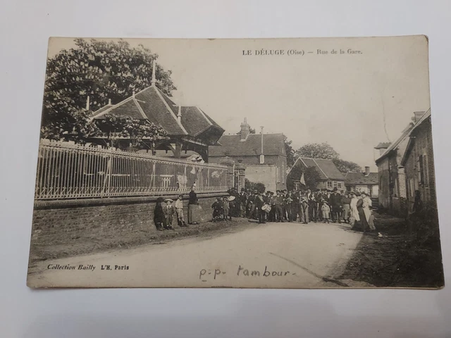 ANCIENNE CARTE POSTALE Le Déluge(oise) Rue De La Gare Animée Fête EUR 8,00 - PicClick IT