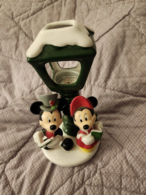 TELEFLORA DISNEY MICKEY and Minnie Ceramic Christmas Carolers Candle ...