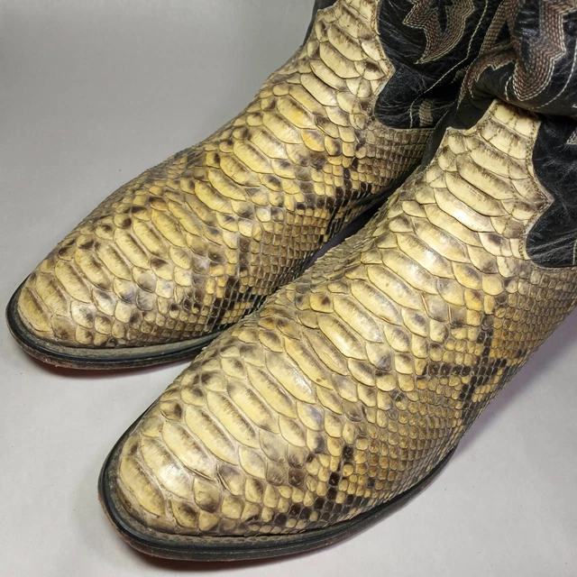 VTG DAN POST Authentic Python Skin Snakeskin Cowboy Boots Size 9.5 EW ...
