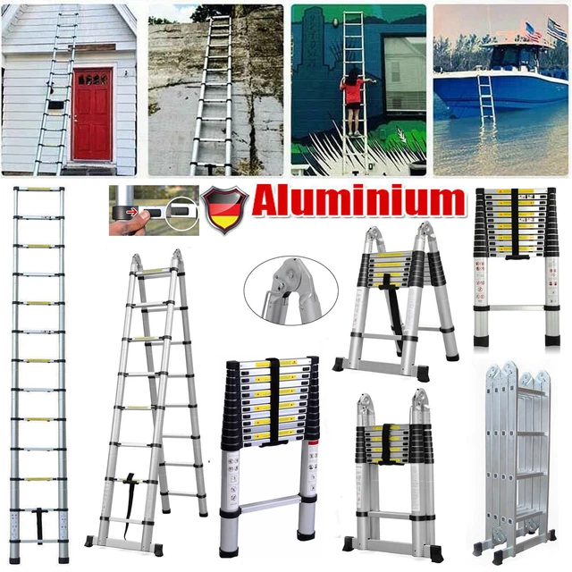 2M-5M TELESKOPLEITER MULTIFUNKTIONSLEITER Aluleiter Klappleiter ...