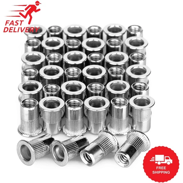 RIVET NUTS STAINLESS Steel Threaded Insert Nut 40 Pcs 1/4”-20 Flat Head ...