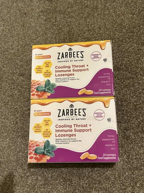 ZARBEES COOLING THROAT + Immune Support Lozenges 2 x 24 Pack BBE 01 / ...