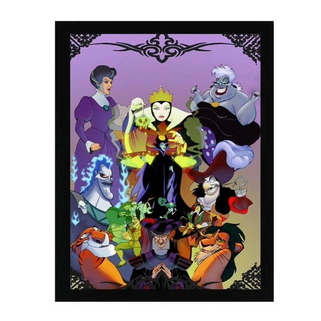 DISNEY VILLAIN COLLAGE Jafar Ursula Scar Maleficent Art Framed Picture ...