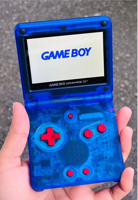 CHRISTMAS GIFT GAMEBOY Advance SP Modded Clear Blue Console IPS Backlit ...