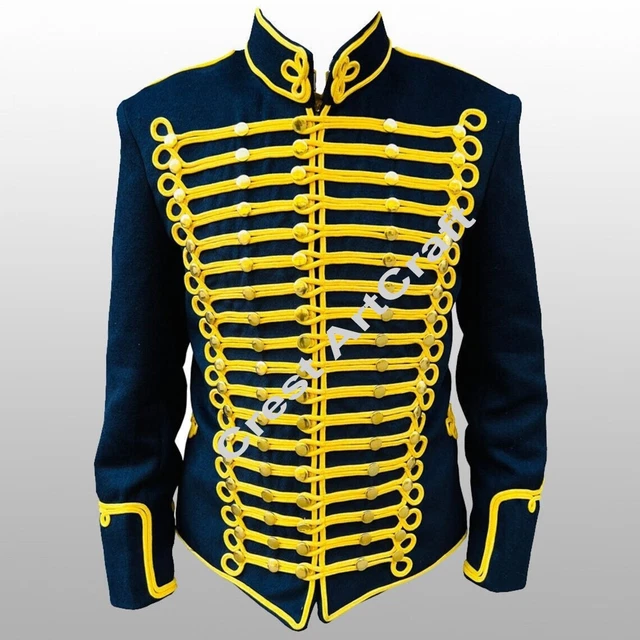 NAPOLEONIC HUSSARS JACKET Navy Blue Tunic Military Uniform Jacket Men ...