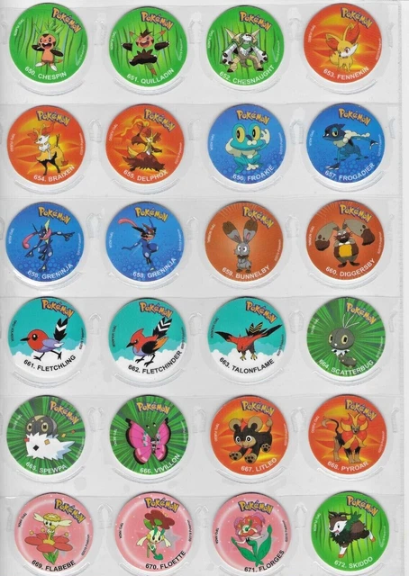 TAZOS POKEMON 6 KALOS Complete Set 77/77 PERU Pogs Taps VERY RARE ...