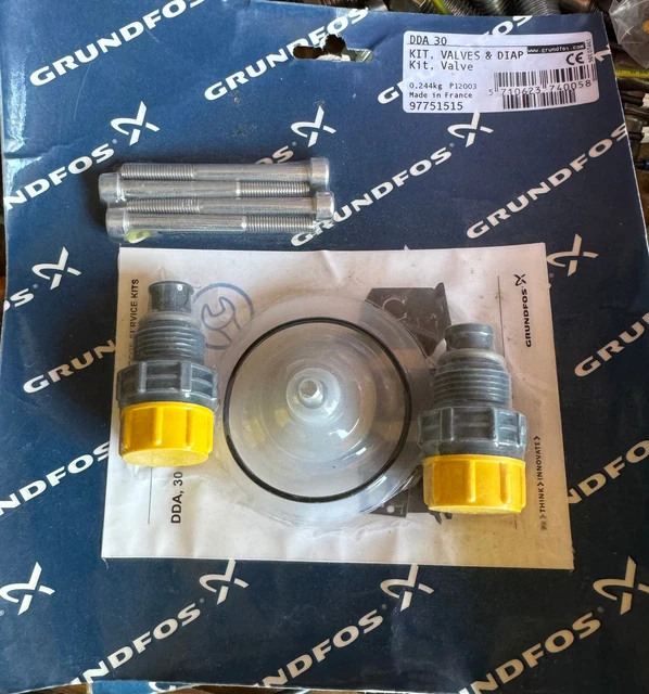 GRUNDFOS KIT, VALVE / Diaphragm SD-L-PVC/V/C-1 Dosing Pump Kits DDA 30 ...