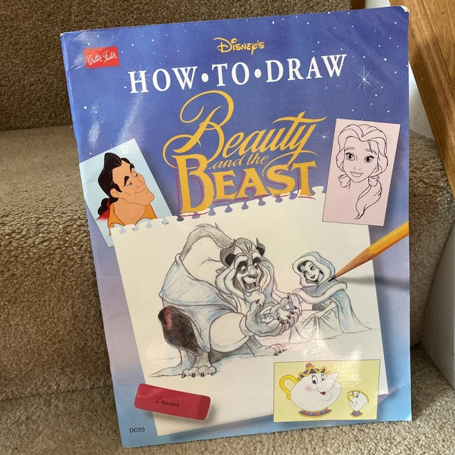 DISNEY'S HOW TO Draw Beauty and the Beast Softcover book Rare 1990’s £ ...