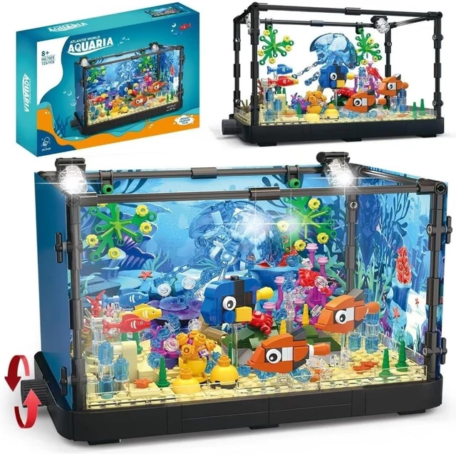 FISH TANK BUILDING Block Set Sets Adults and Kids Aquarium Lighting ...