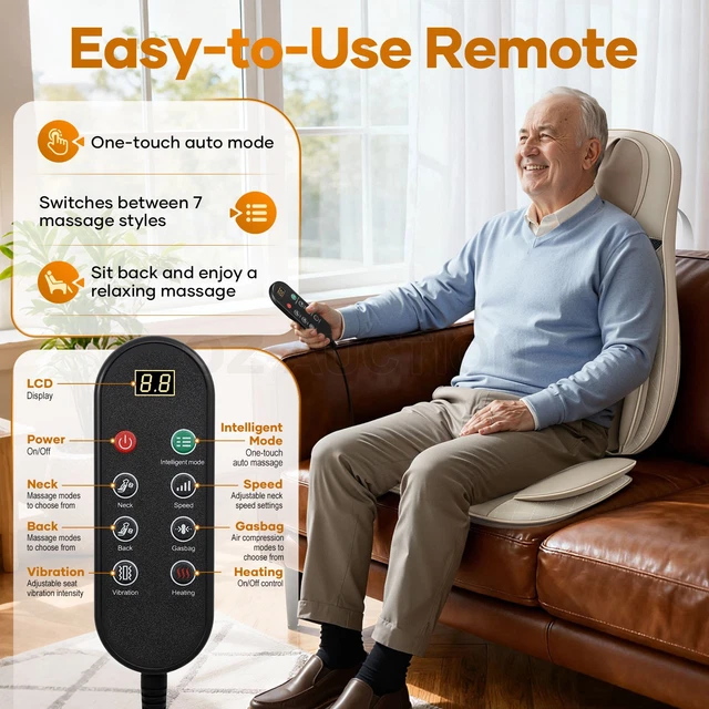 FULL BODY MASSAGE Cushion Chair Electric Heated Shiatsu Back Neck ...