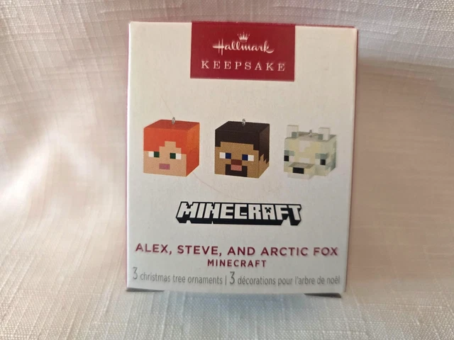 HALLMARK 2025 MINECRAFT Alex, Steve And Artic Fox Miniature Ornaments £ ...