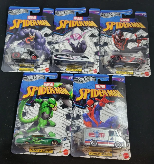 2026 HOT WHEELS Silver Series MARVEL SPIDER-MAN Complete Set of 5 Cars ...