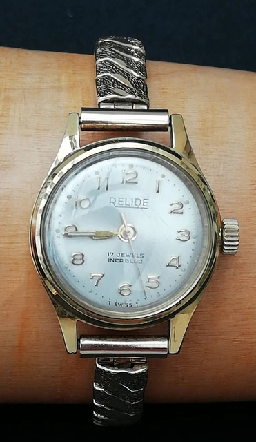 VINTAGE RELIDE 17 Jewels Incabloc Gold Tone Ladies Mechanical Watch £19 ...