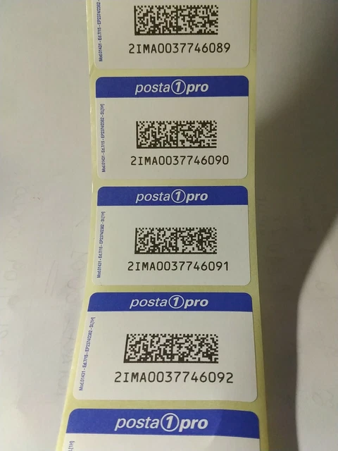 100 ETICHETTE ADESIVE POSTA 1 PRO TAGLIANDI CODICI 2DComm RULLO ...