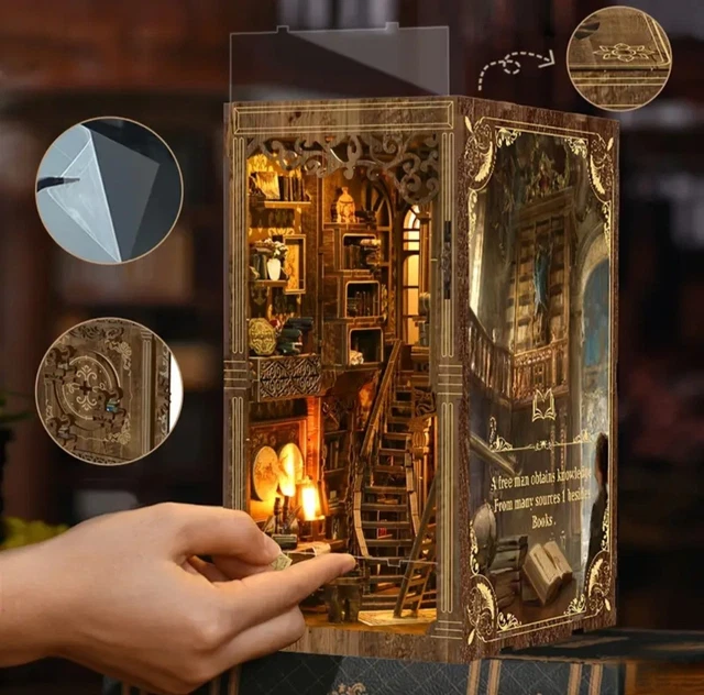 BOOK NOOK 3D kit LED Magic Vintage bookstore Puzzle Miniature £33.00 ...