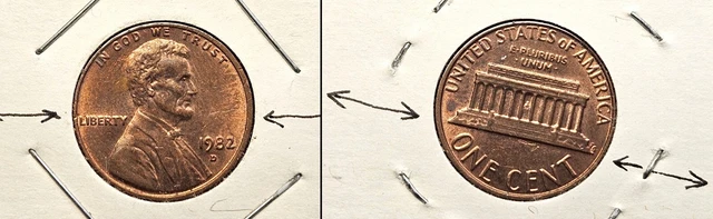 ERROR, DIE ROTATION, U.S. Lincoln Memorial Cent, 1982-D, AU £3.31 ...