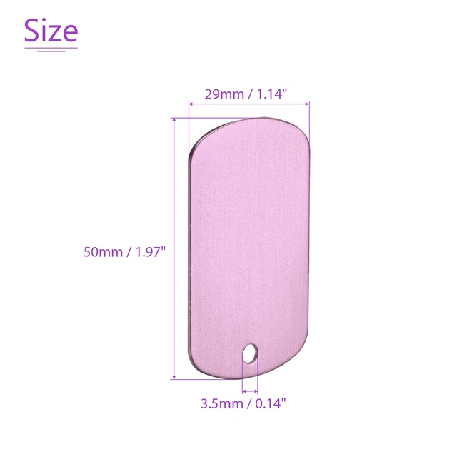5PACK 29X50MM ALUMINUM Pink Engraving Blank Tag Stamp Blank Engraving ...