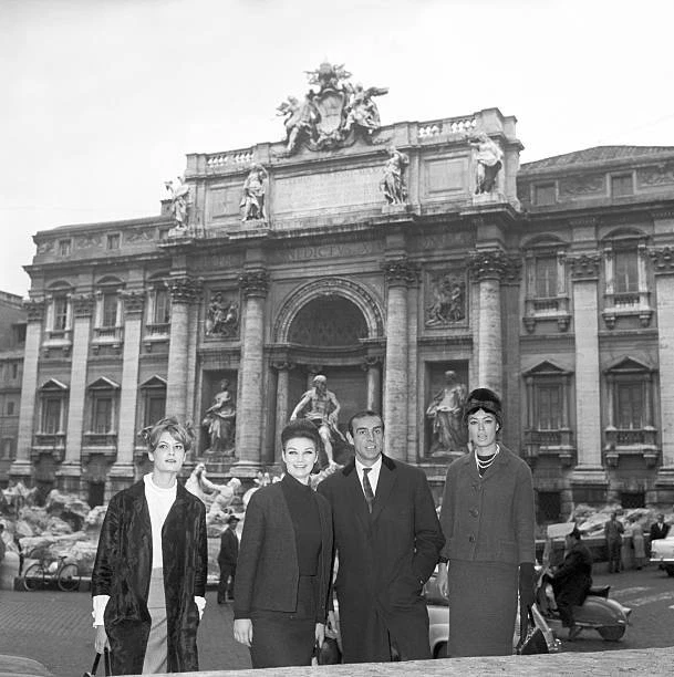 SCOTTISH ACTOR SEAN Connery visiting Rome with the actresses Evann- Old ...