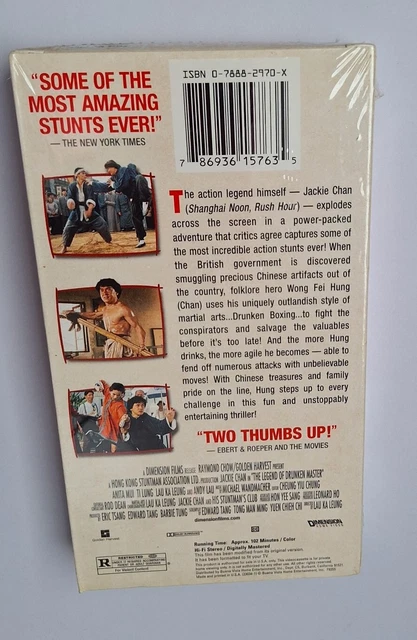 SEALED - JACKIE Chan The Legend of Drunken Master (VHS) Martial Arts ...