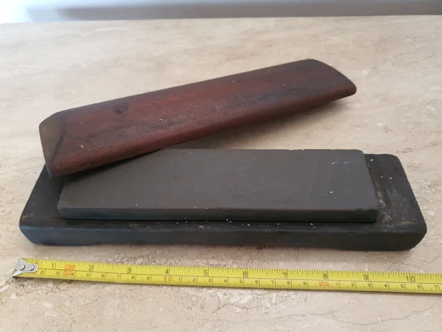 VINTAGE SHARPENING OILED Oil Stone Block In Wooden Box Honing Tool £10. ...