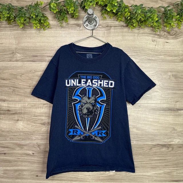 WWE ROMAN REIGNS Shirt Boys Large Blue The Big Dog Unleashed Wrestling ...
