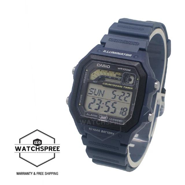 CASIO DIGITAL NAVY Blue Resin Band Watch WS1600H-2A WS-1600H-2A EUR 56 ...