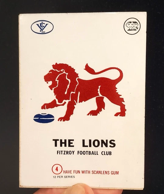 SCANLENS 1973 VFL footy card logo sticker #4 FITZROY LIONS VGC+ $29.99 ...