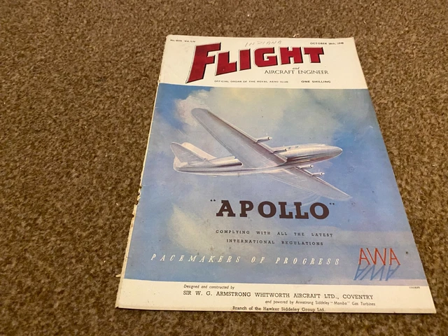 AC34 FLIGHT MAGAZINE Cover Page 11X8 Armstrong Whitworth Apollo £8.99 ...