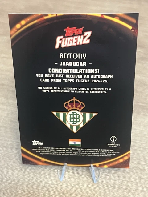 2025/26 TOPPS FUGENZ Antony Auto /10 - Real Betis £24.99 - PicClick UK