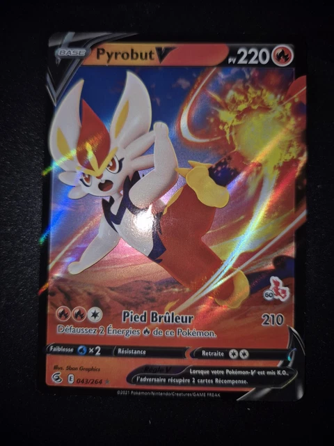 CARTE POKÉMON PYROBUT V 043/264 EB08 Epée & Bouclier Poing de Fusion FR ...