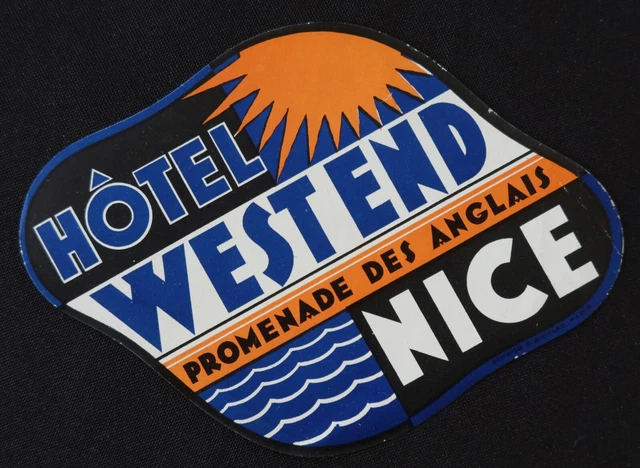 ANCIENNE ÉTIQUETTE HOTEL WEST END NICE Promenade des Anglais luggage ...