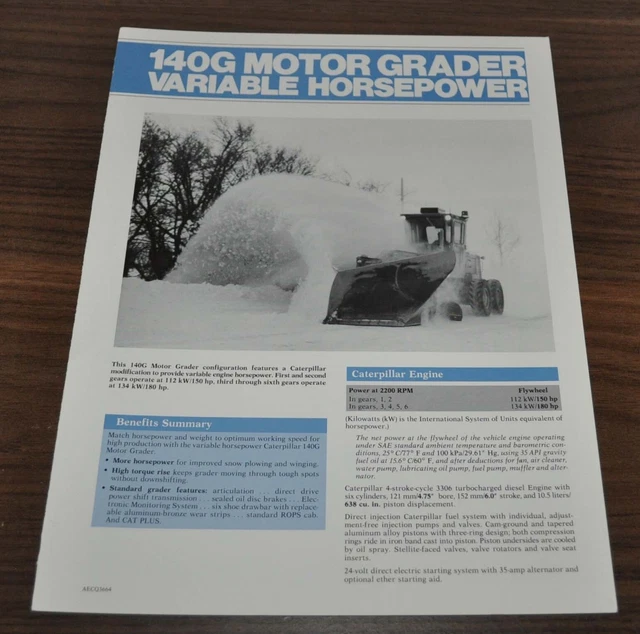 CATERPILLAR 140G MOTOR Grader Specification Technical Data Cat Brochure ...