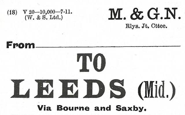 LEEDS (MID) - Midland & Great Northern Railway - Luggage Label EUR 1,42 ...