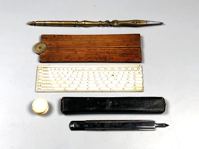 5 RARE ANTIQUE Draughtsmans Drawing Drafting Instruments Rule Pen ...