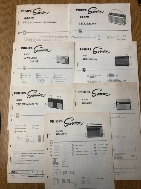 7 OF PHILIPS Service Manuals For Vintage Radio £7.00 - PicClick UK