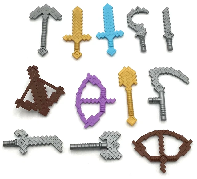 LEGO NEW MINECRAFT Pixelated Minifigure Weapons Swords Axes More You ...