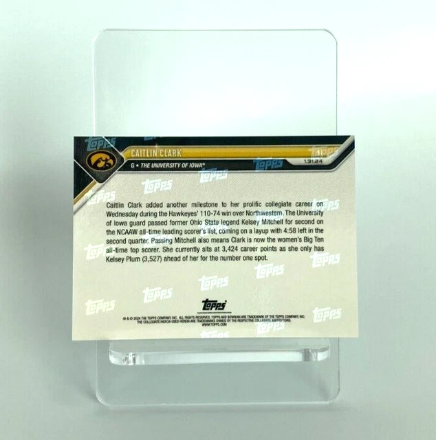 CAITLIN CLARK, IOWA Hawkeyes -2024 Bowman U Now #41 si sposta nel 2 ...