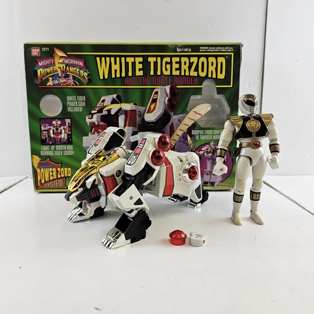 MIGHTY MORPHIN POWER Rangers White Tigerzord Bandai 1994 Boxed Working ...