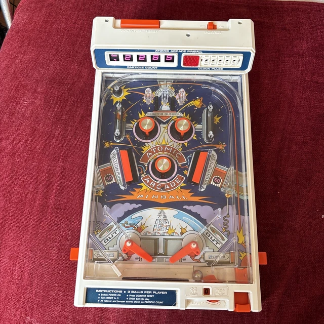 VINTAGE TOMY ATOMIC Arcade Pinball Machine - for repair or parts, with ...