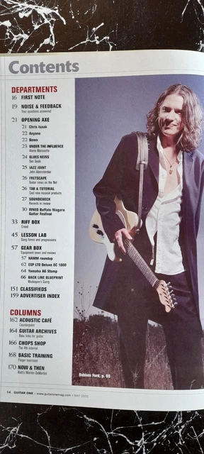 GUITAR ONE MAGAZINE * 5/2002 * USA *HIRED GUNS Special *ROBBEN FORD ...