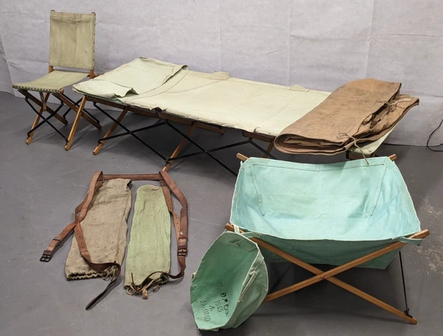 BRITISH ARMY WW2 Folding Officers Campaign Furniture Bed Chair Basin £ ...