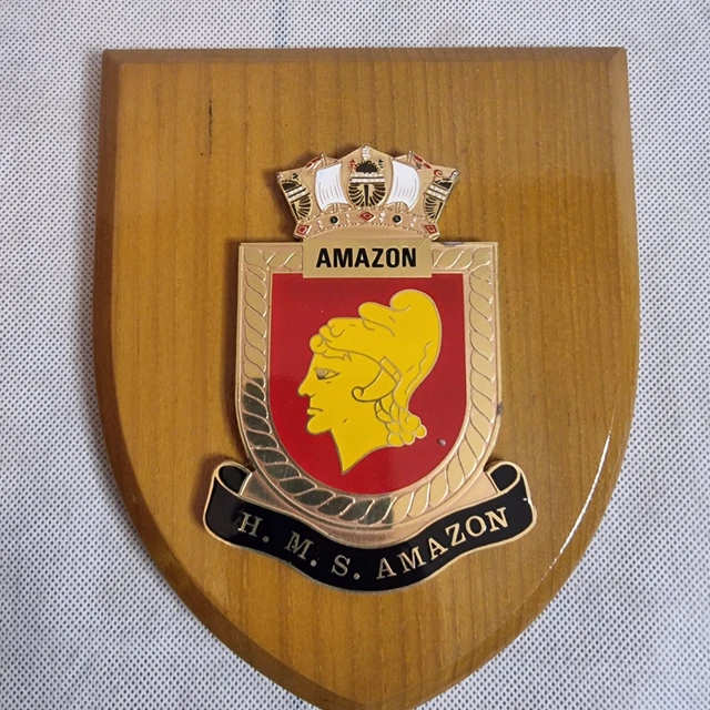 HMS AMAZON WALL Plaque Shield Ships Crest Royal Navy £29.99 - PicClick UK