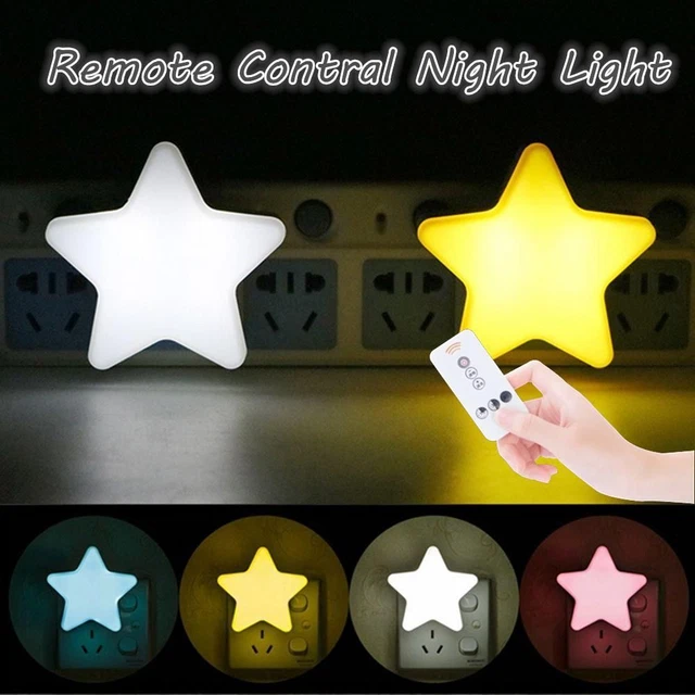 MINI HOME BEDROOM Remote Control Star Night Light Sensor Pentagram LED ...