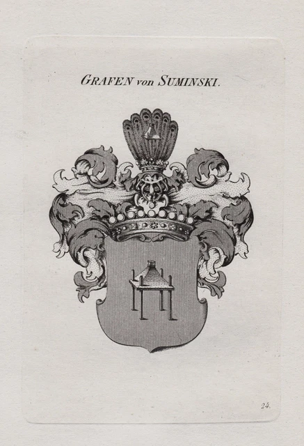 ENV. 1830 SUMINSKI Armoiries Coat Of Arms Gravure sur Cuivre Engraving ...
